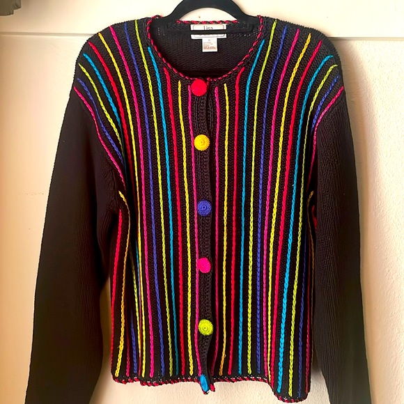 Vintage Sweaters Vintage Rainbow Colored Long Sleeve Button Down Cardigan By Lisa Poshmark